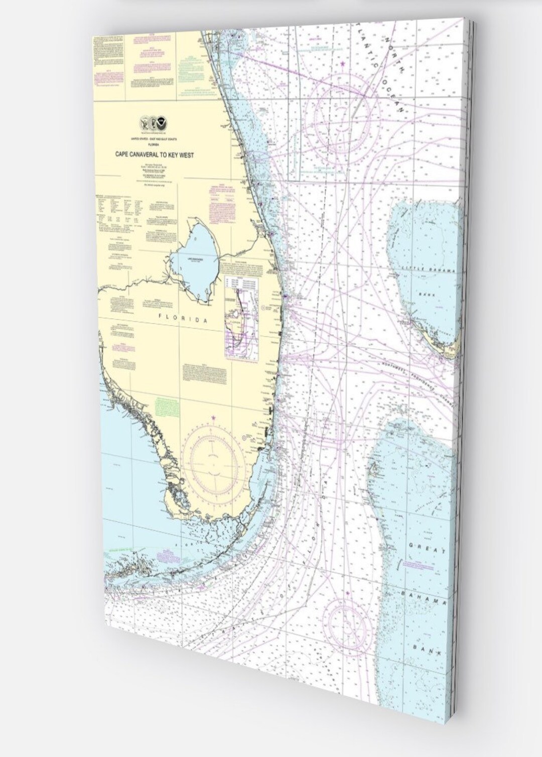 Cape Canaveral to Key West Nautical Chart Canvas Prints , Jupiter ...