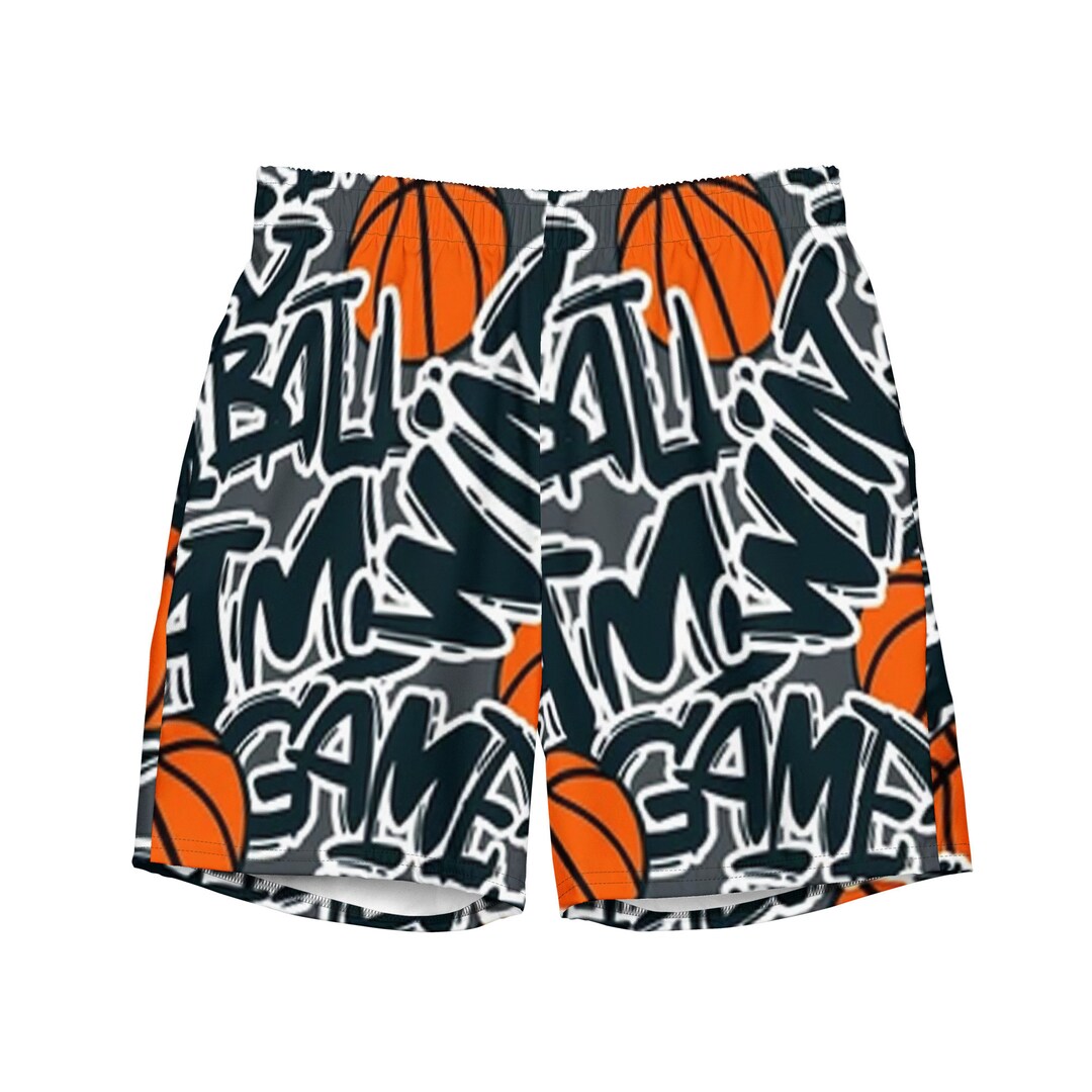 Basketball Graffiti Gray Swim Trunks, Basketball Gray Swim Trunks ...