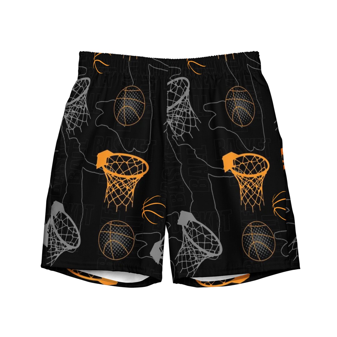 Basketball Rims Design Swim Trunks, Basketball Swim Trunks, Athletic ...