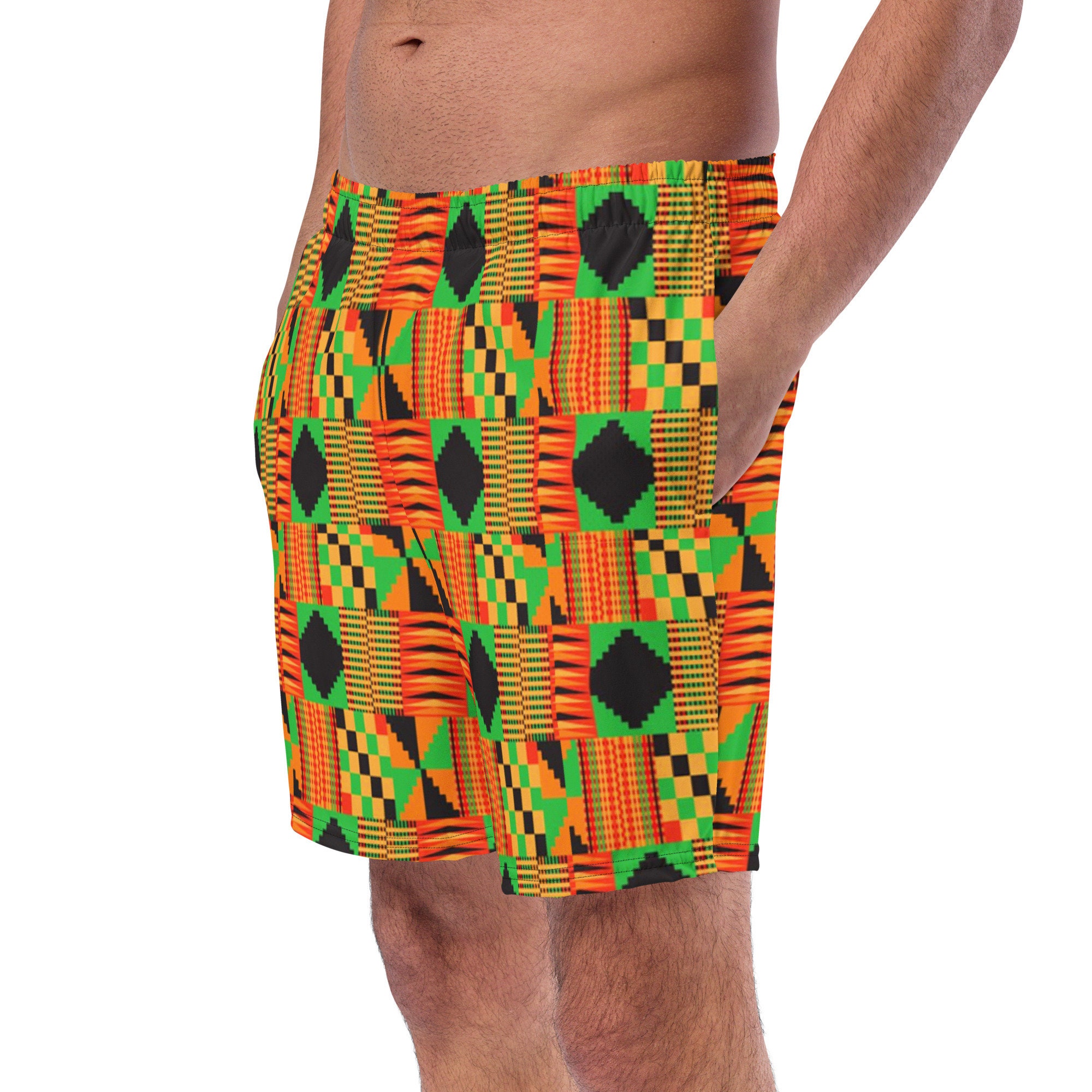 African Print Men's Athletic Swim Trunks, African Print Swim Trunks ...