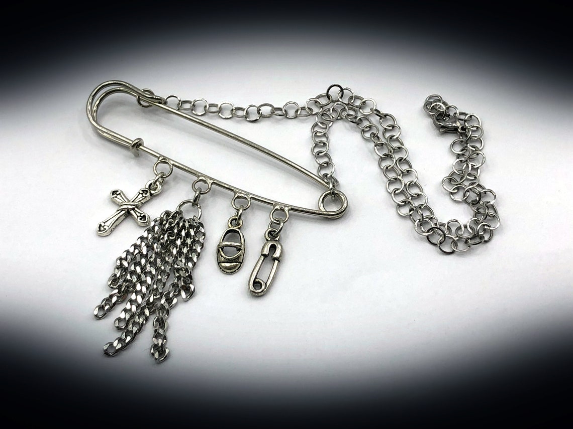 Safety Pin Choker Cross Choker Gothic Girl Collar Safety - Etsy