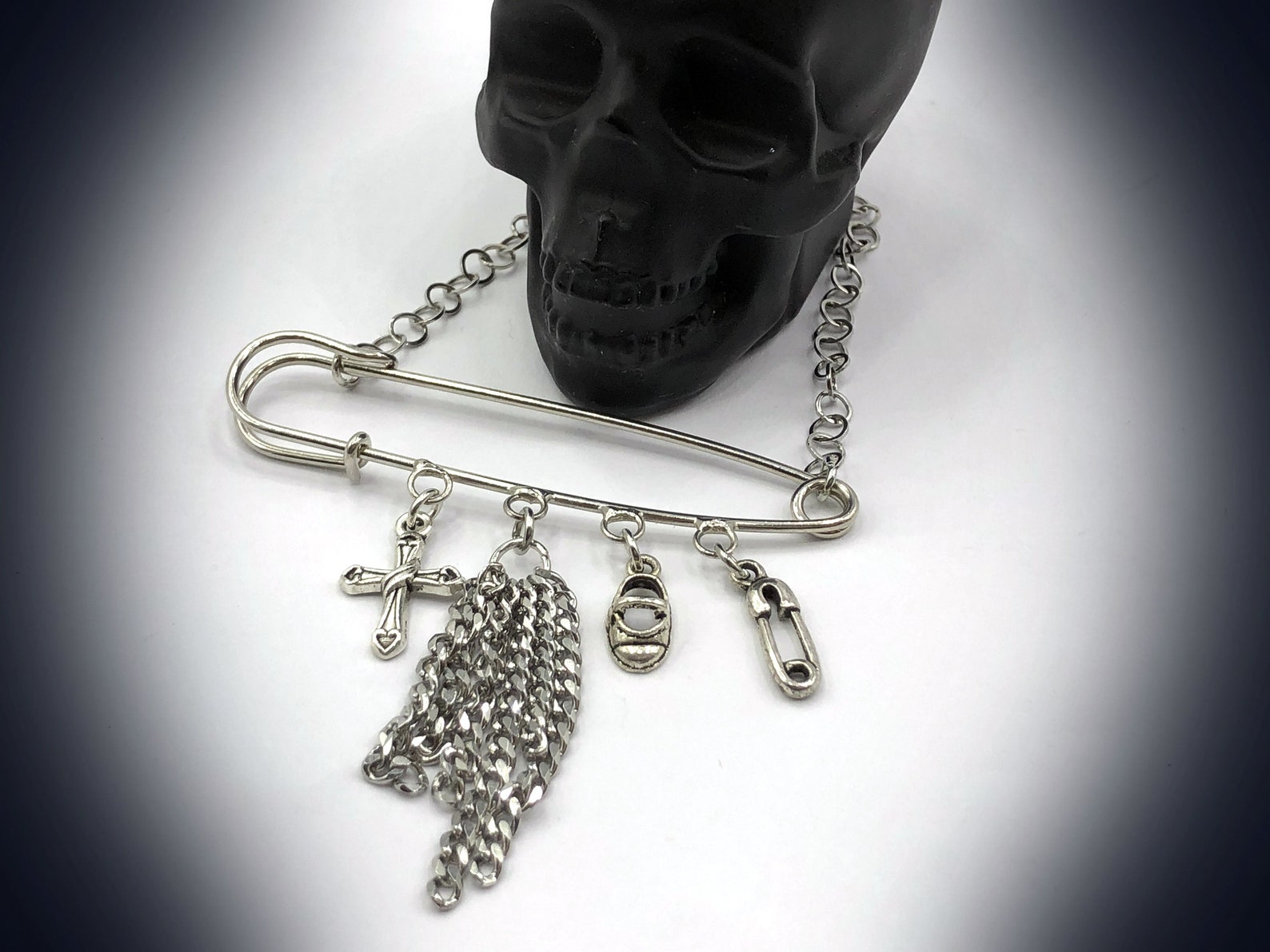 Safety Pin Choker Cross Choker Gothic Girl Collar Safety - Etsy