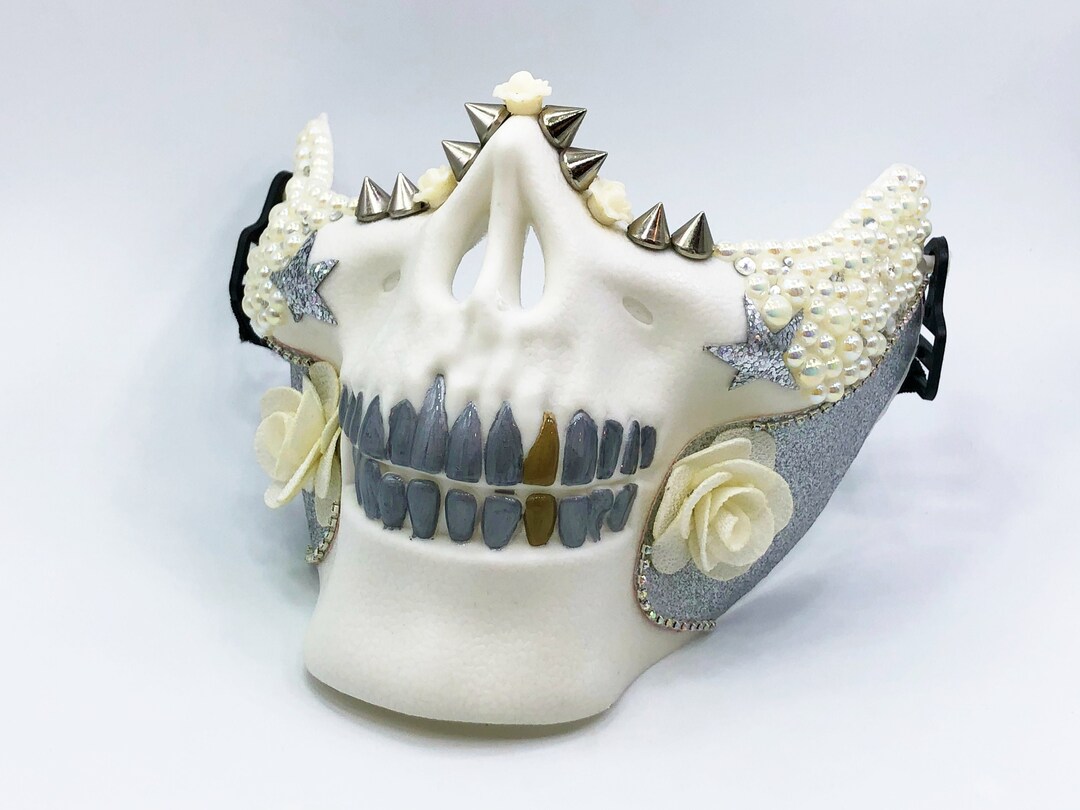 Skull Mask, Decorated Mask, Half Skull Mask, Mermaid Skull, Women Mask ...