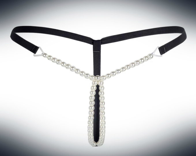 Pearl Thong Open Crotch Panties Red Underwear Bikini Thong Pearls Lingerie Honeymoon Night