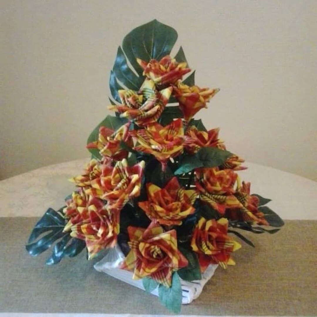 Bouquet de roses en madras - Etsy France