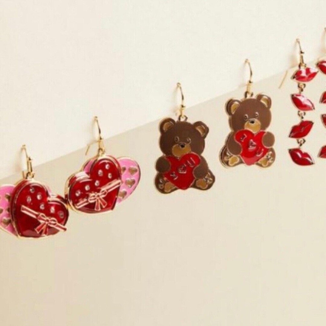 NEW Love Valentine Heart Teddy Bear Kiss Earring Set by Torrid - Etsy
