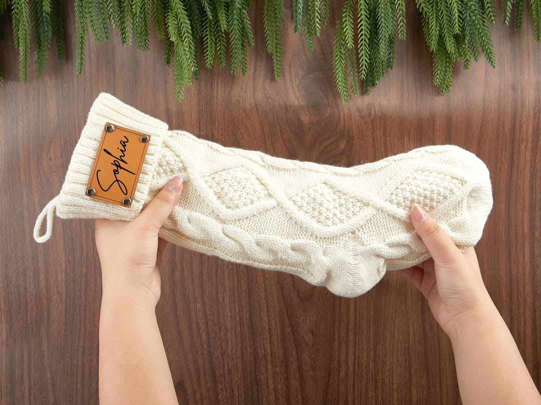 2024 Engraved Leather Patch Stockings, Family Christmas Stockings ...