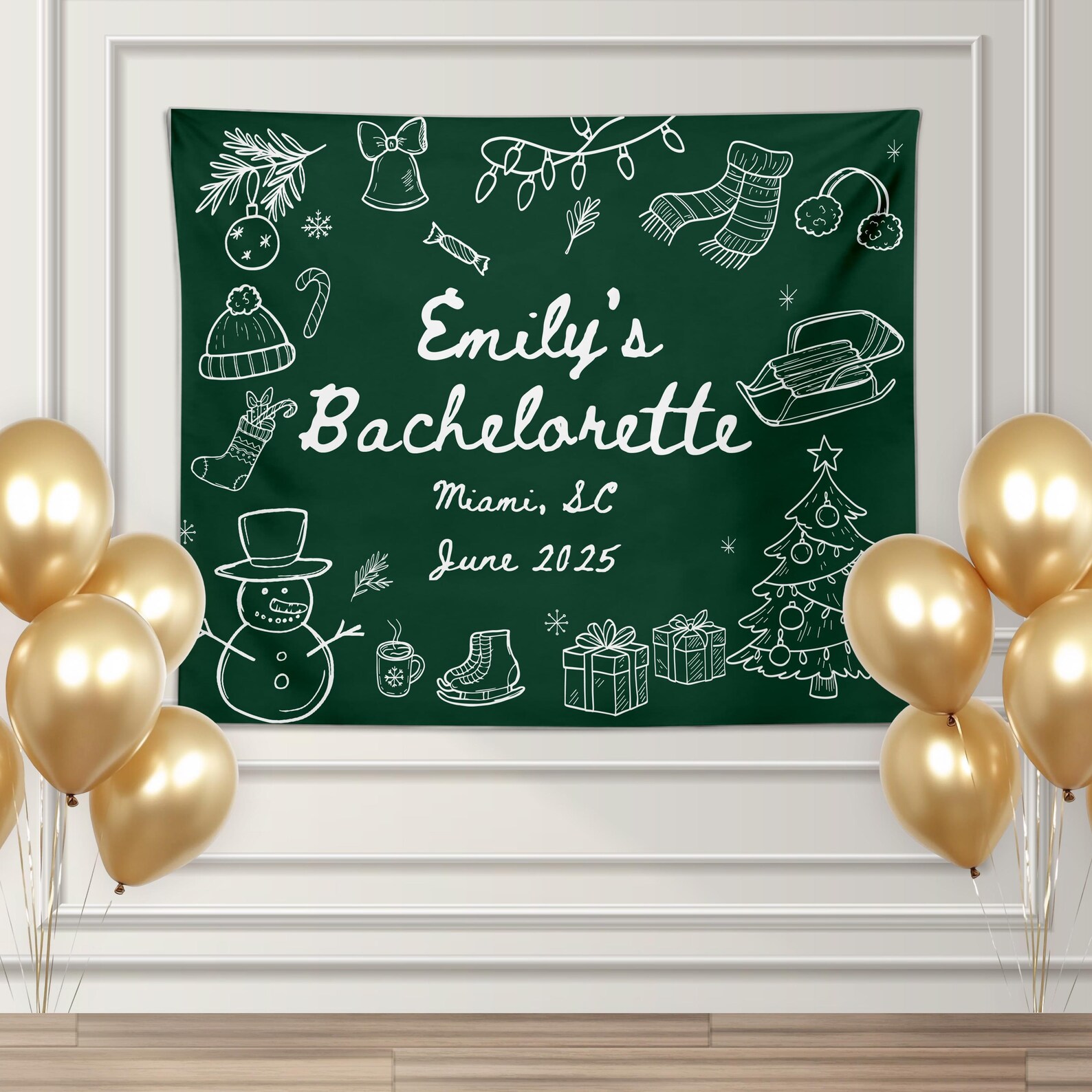 Custom Bachelorette Party Tapestry: Personalized Christmas Party Decor ...