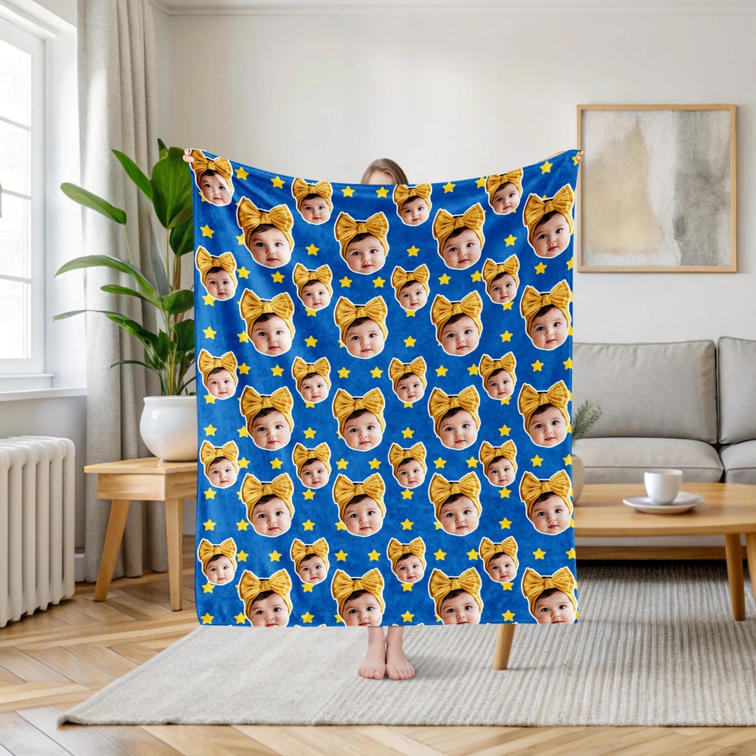 Personalized Face Blanket: Custom Photo Flannel Blanket - Etsy