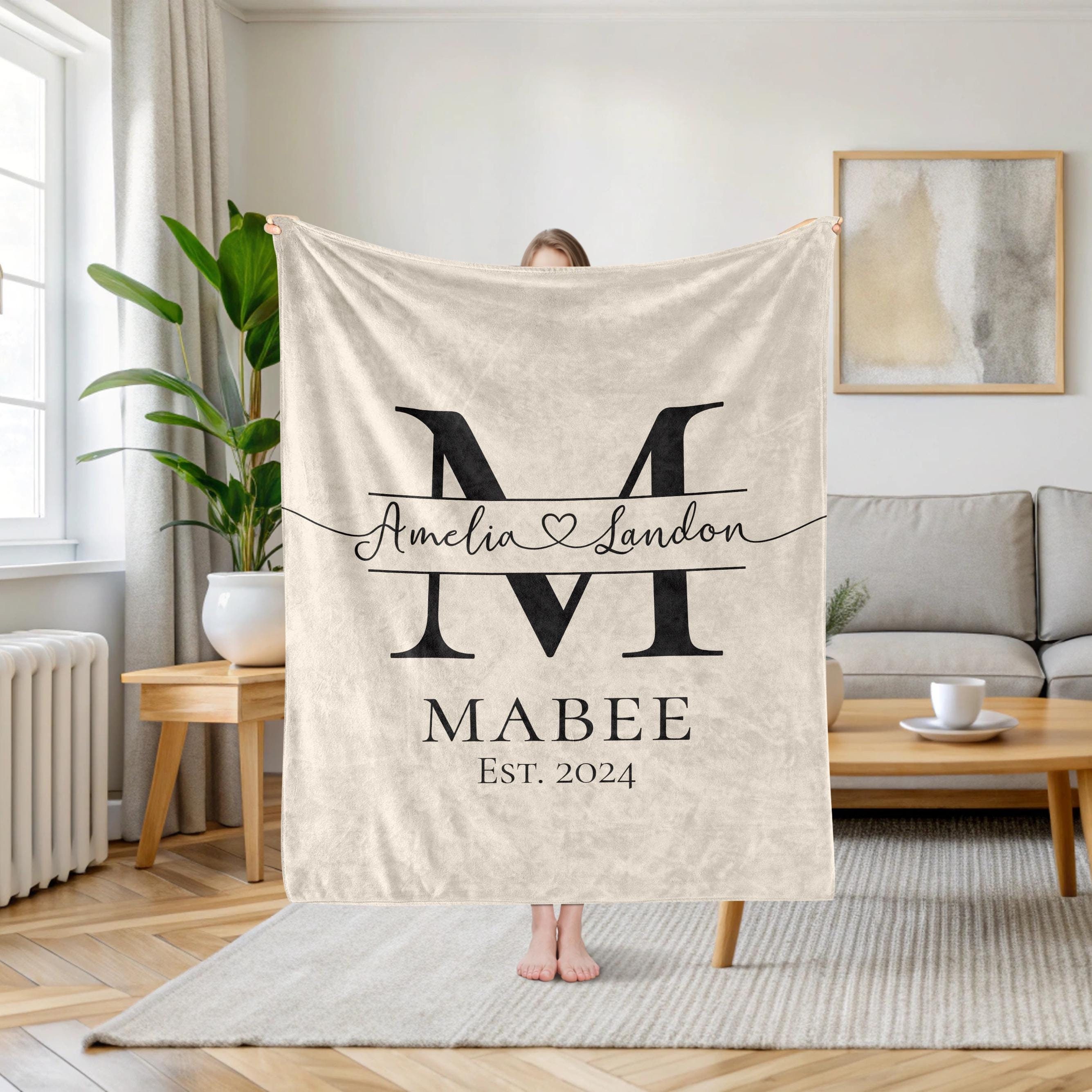 Personalized Monogram Names Blanket, Last Name Blanket, Wedding Gift ...