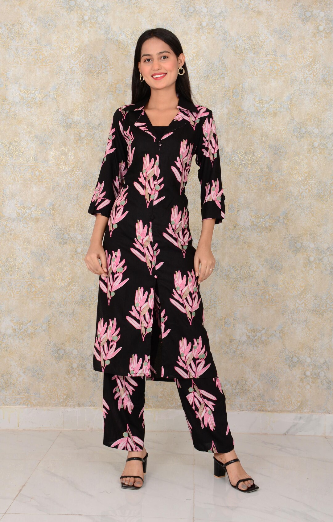 Floral Printed Cotton Cord Set Style Dress, Designer Cord Set, Printed ...