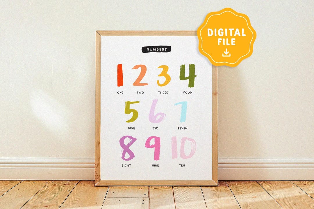 Numbers 1–10 Counting Printable Poster for Kids • Colourful Nursery ...