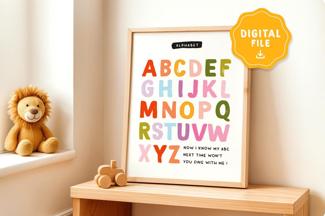 Alphabet ABC Printable Poster for Kids • Colourful Nursery & Playroom ...