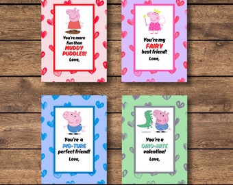 Peppa Pig Valentine Card, Printable Valentine Card, Peppa Pig Valentine ...