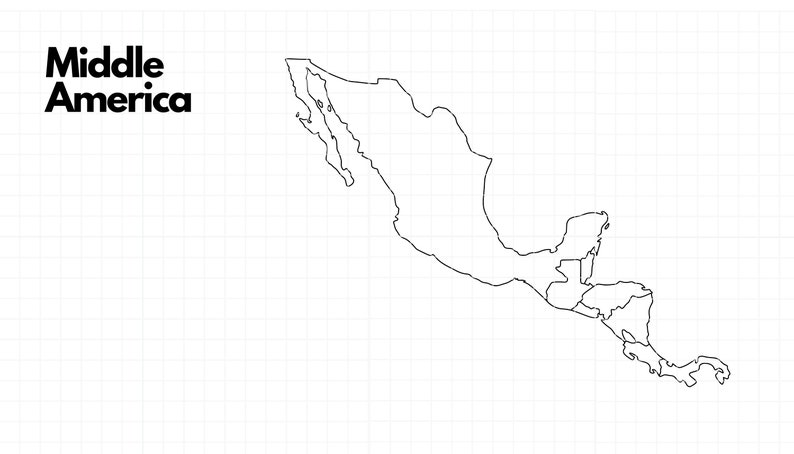 Middle America Map - Outline, Line Art, Clipart, Cut Files for Cricut ...