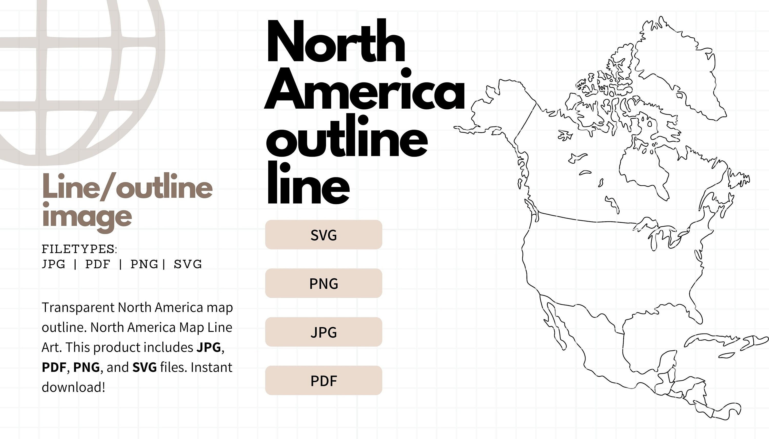 North America Map - Outline, Line Art, Clipart, Cut Files for Cricut ...