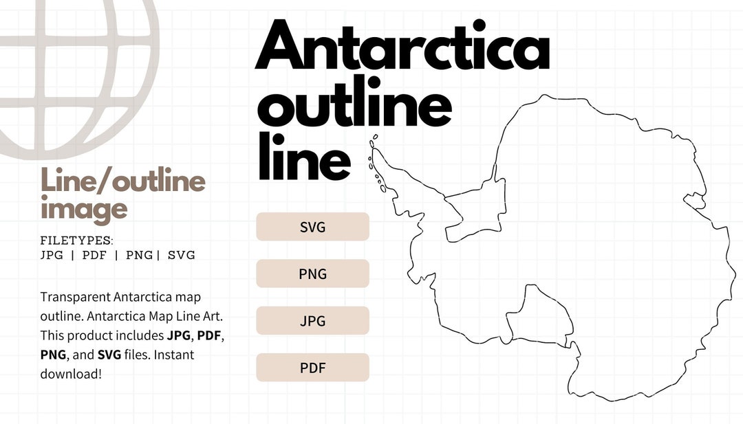 Antarctica Map - Outline, Line Art, Clipart, Cut Files for Cricut ...