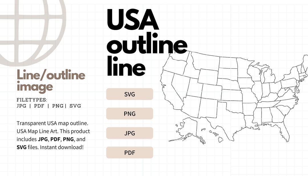 United States of America Map - Outline, Line Art, Clipart, Cut Files ...
