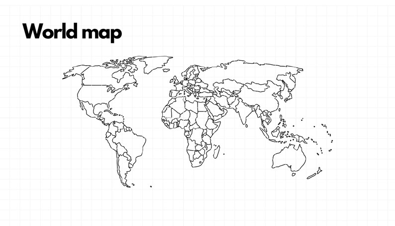 World Map - Outline, Line Art, Clipart, Cut Files for Cricut ...