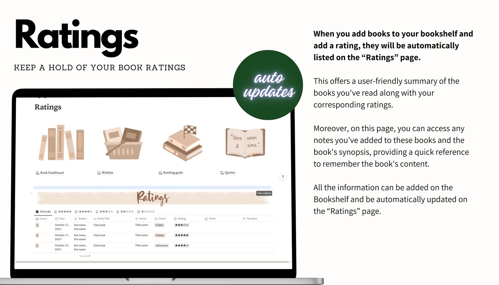 Notion Aesthetic Book Dashboard Template Book Tracker Digital Reading Planner Keep Track of ...