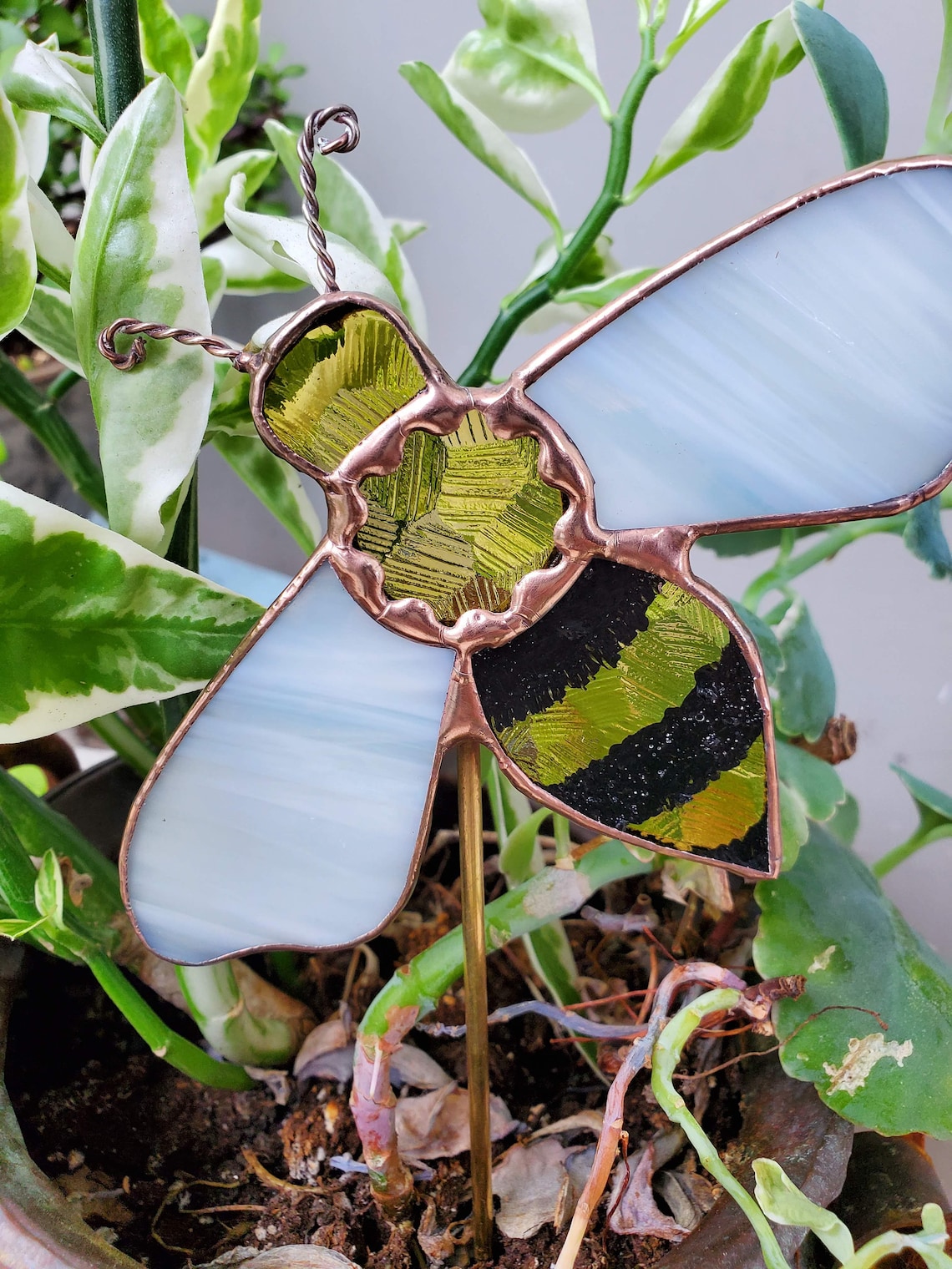 Bee Stained Glass Bee Garden Decor Glass Garden Decor Gift | Etsy