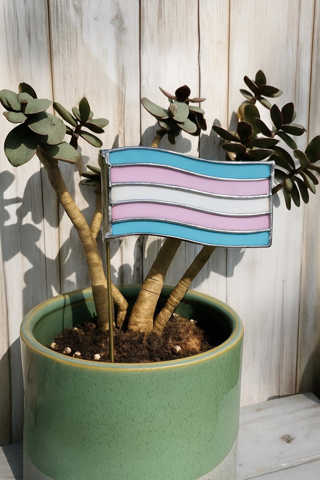 Transgender Garden Decor, Pride Gift, LGBT Decor Flag, Glass Garden ...