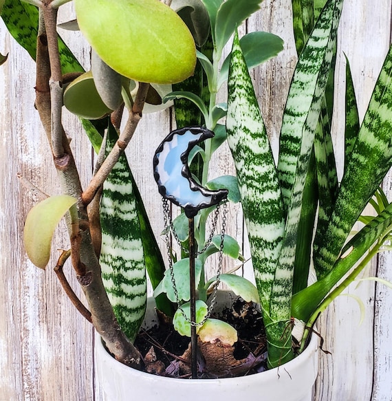 Moon Stained Glass Moon Garden Decor Glass Garden Decor | Etsy