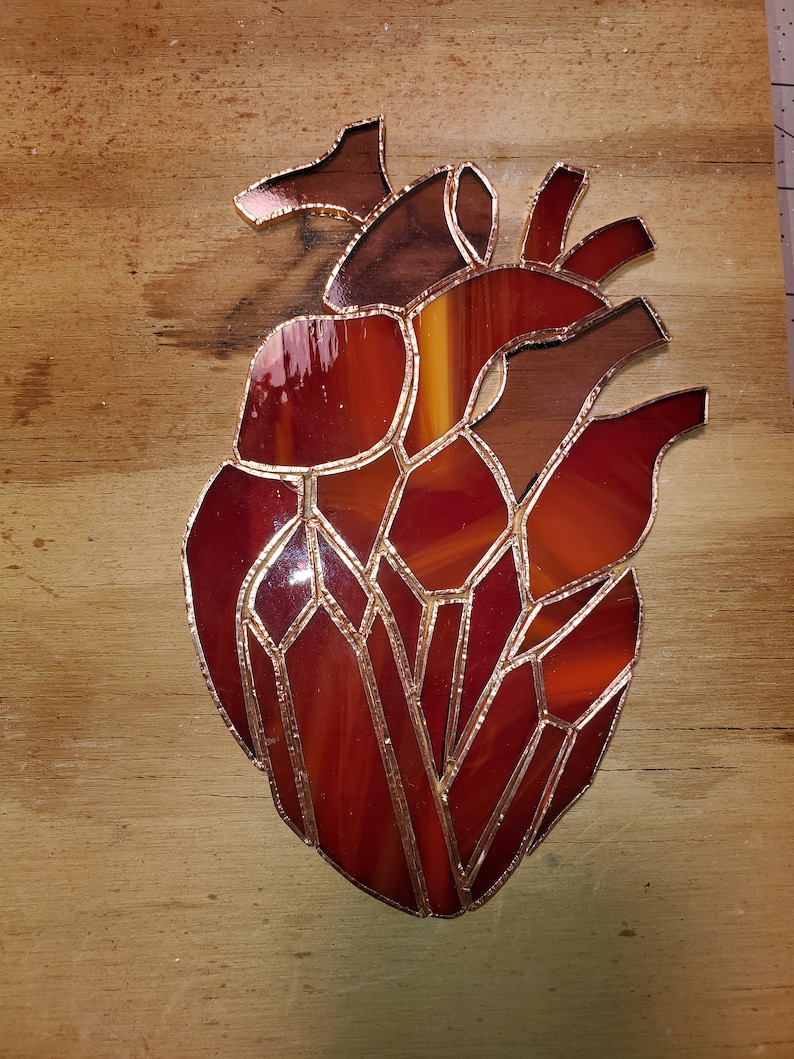 Glass Heart Art Anatomic Art Heart Stained Glass Heart | Etsy