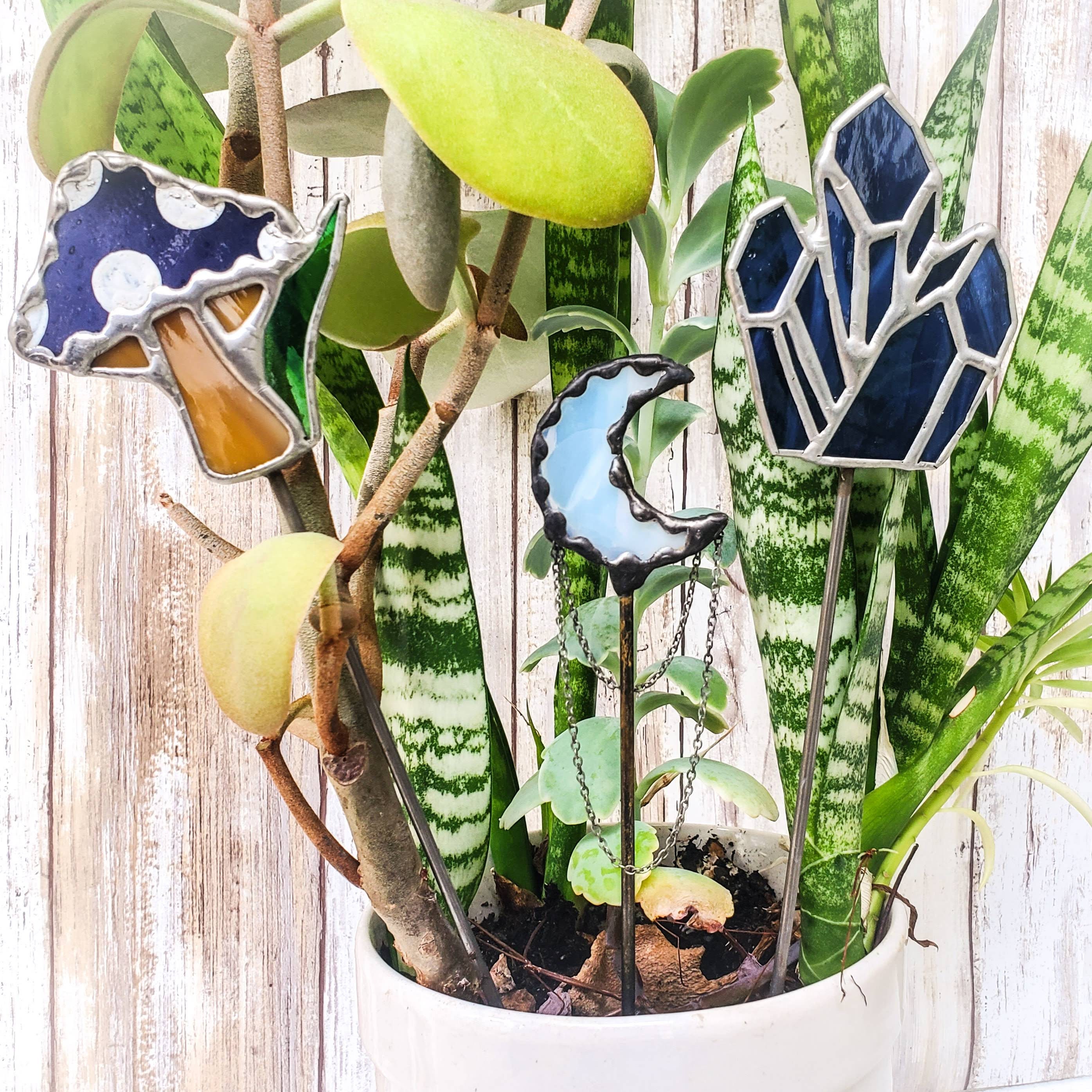 Moon Stained Glass Moon Garden Decor Glass Garden Decor | Etsy