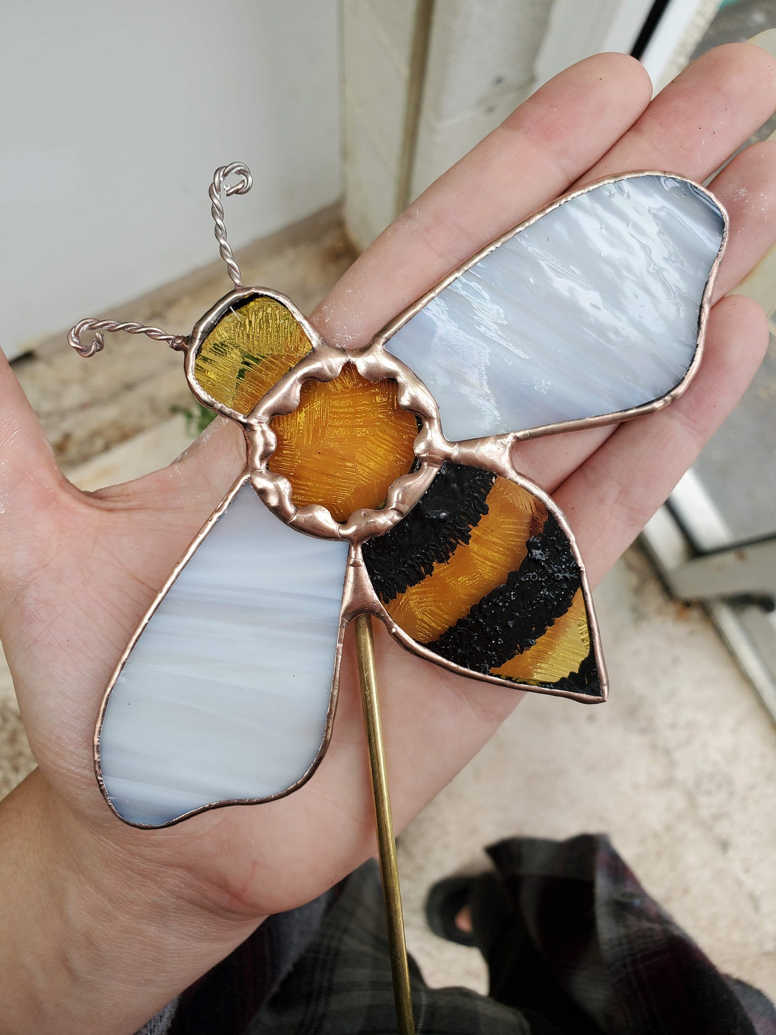 Bee Stained Glass Bee Garden Decor Glass Garden Decor Gift | Etsy