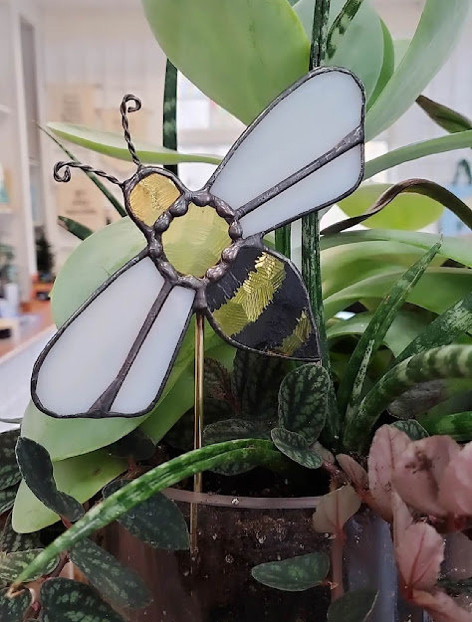 Bee Stained Glass Bee Garden Decor Glass Garden Decor Gift - Etsy