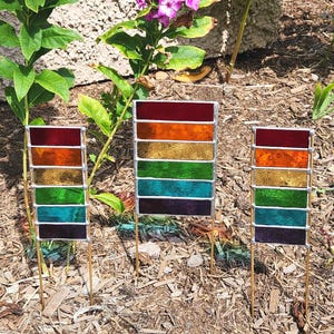 Rainbow Stained Glass Garden Stake – Handmade Outdoor Decor – Colorful ...