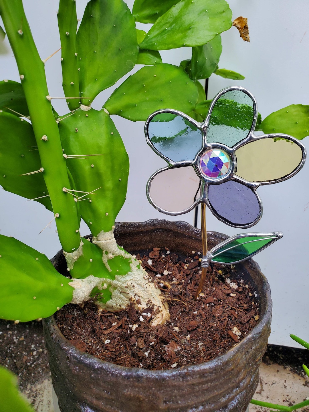 Pastel Flower Stained Glass Flower Garden Decor Gift for - Etsy