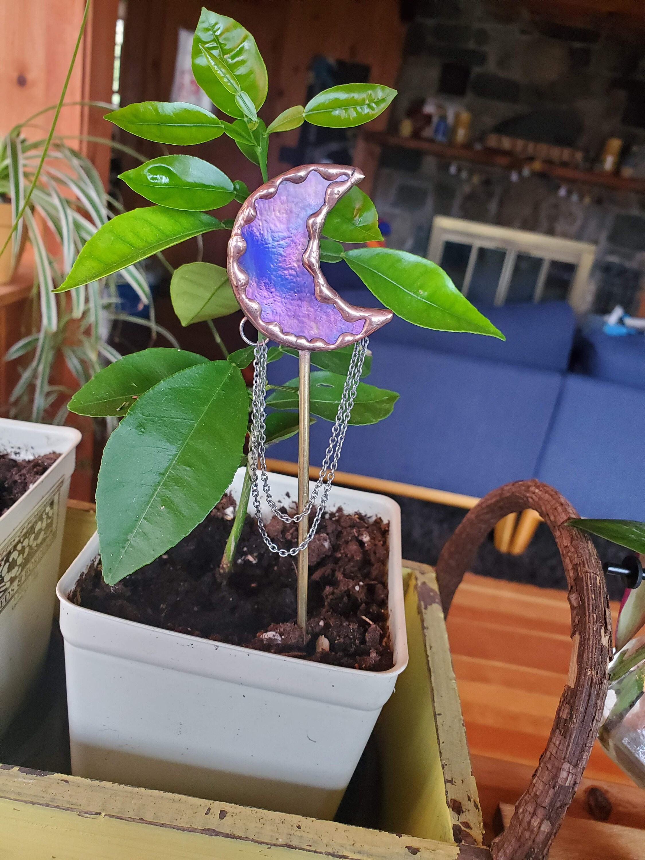 Moon Stained Glass Moon Garden Decor Glass Garden Decor | Etsy