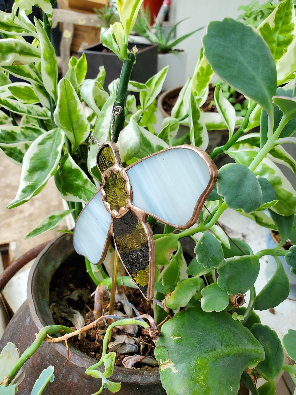 Bee Stained Glass Bee Garden Decor Glass Garden Decor Gift - Etsy