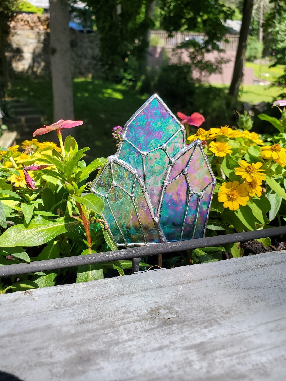 Crystal Stained Glass, Crystal Garden Decor, Glass Garden Decor, Gift ...