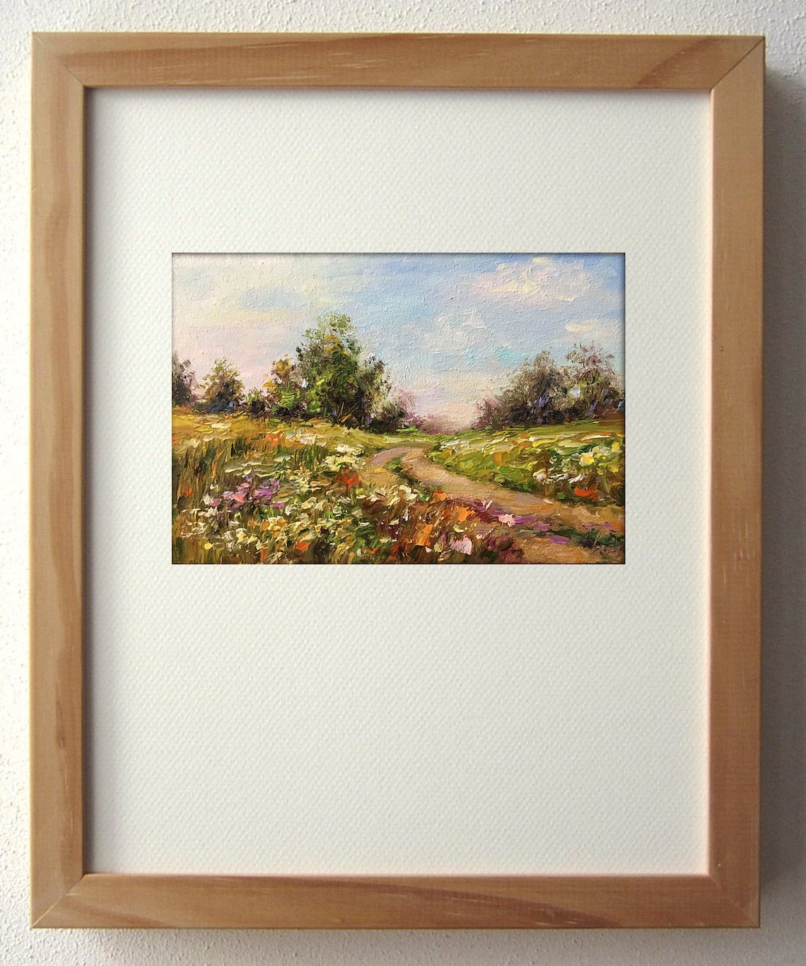 Tiny Original Oil Painting With Summer Landscape of Flower - Etsy
