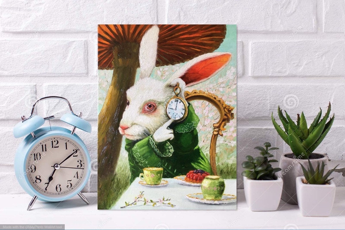 Original Oil Painting White Rabbit March Hare Rabbit From | Etsy
