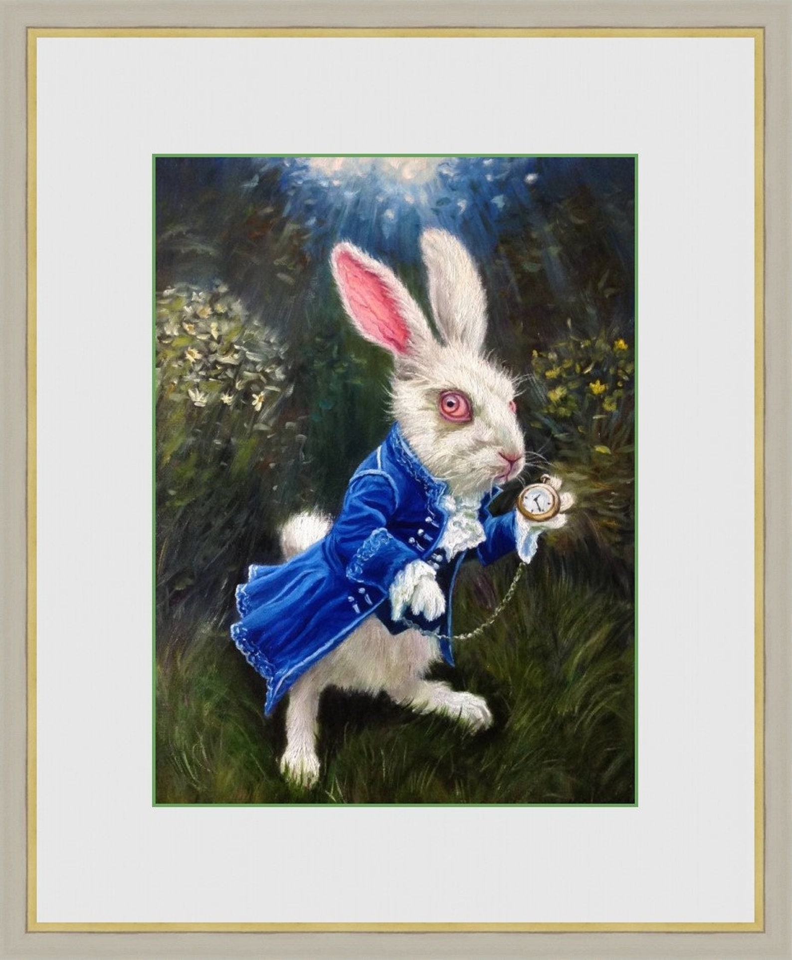 White Rabbit Оriginal oil painting March Hare Rabbit from | Etsy