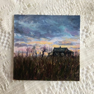 Tiny Original Oil Painting Dark Landscape Rural Art Serene Art Work ...