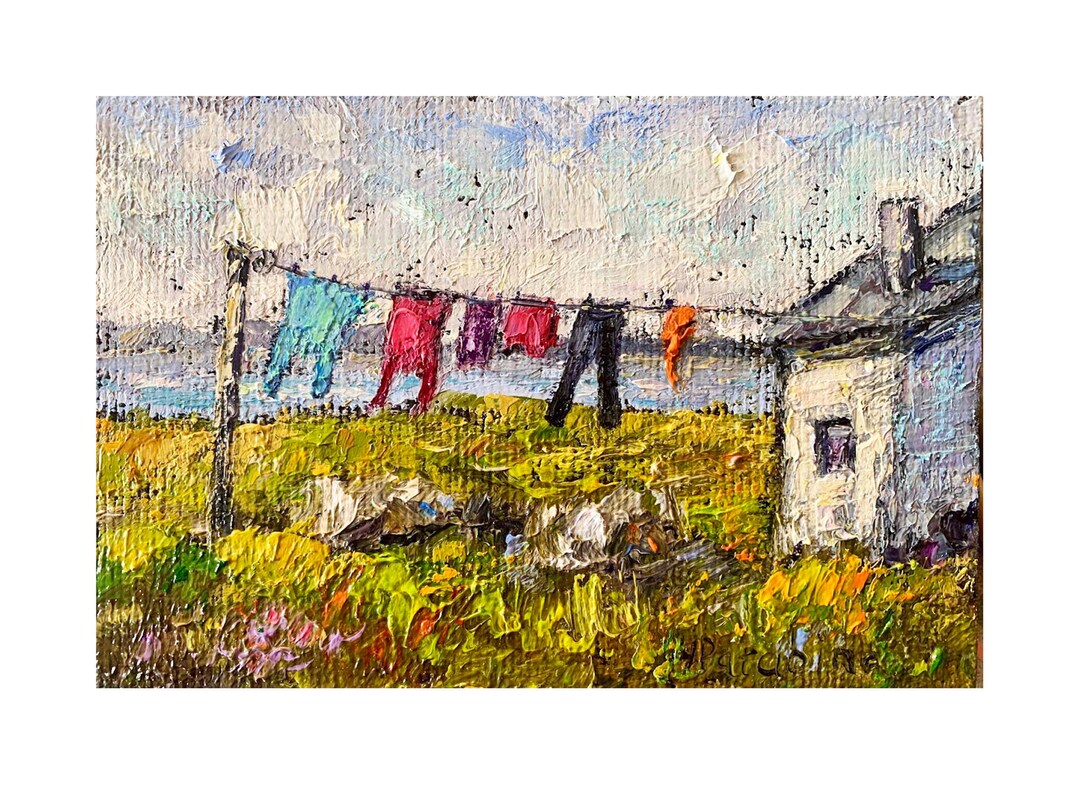 Clothesline With Clothes Landscape Rustic Coastal Scene Irish Cottage ...