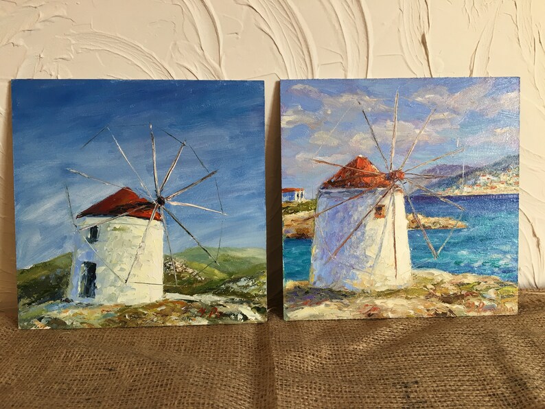 Windmill Impasto Painting Small.original Oil Painting.impressionism Old ...