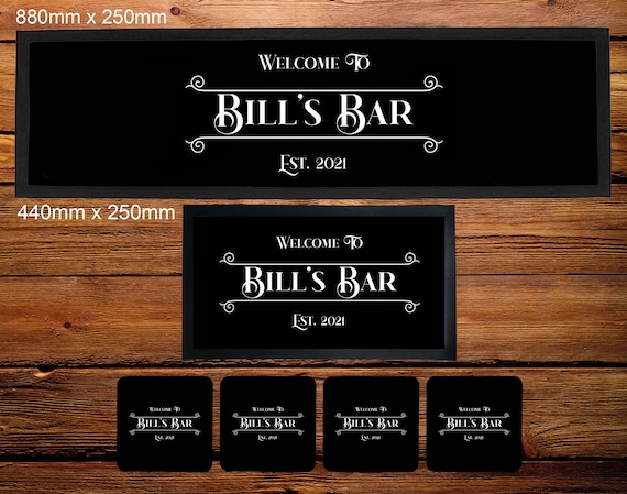 Personalised Scroll Design Bar Runner/bar Mat/beer Mat Barware - Etsy