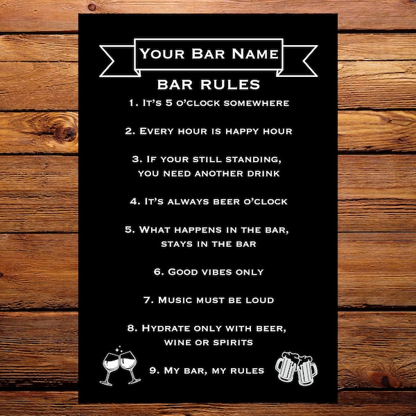 Bar Rules Sign - Etsy