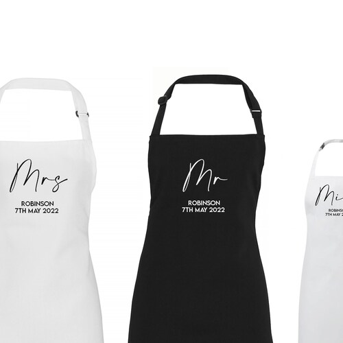 Wedding Day Apron Personalised White Aprons for Bride and - Etsy