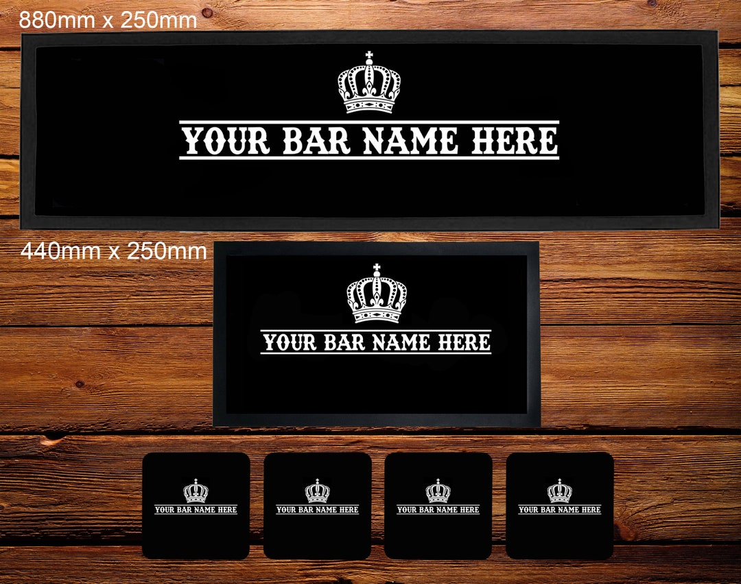 Personalised Bar Crown Design Runner/bar Mat/beer Mat Barware for Man ...