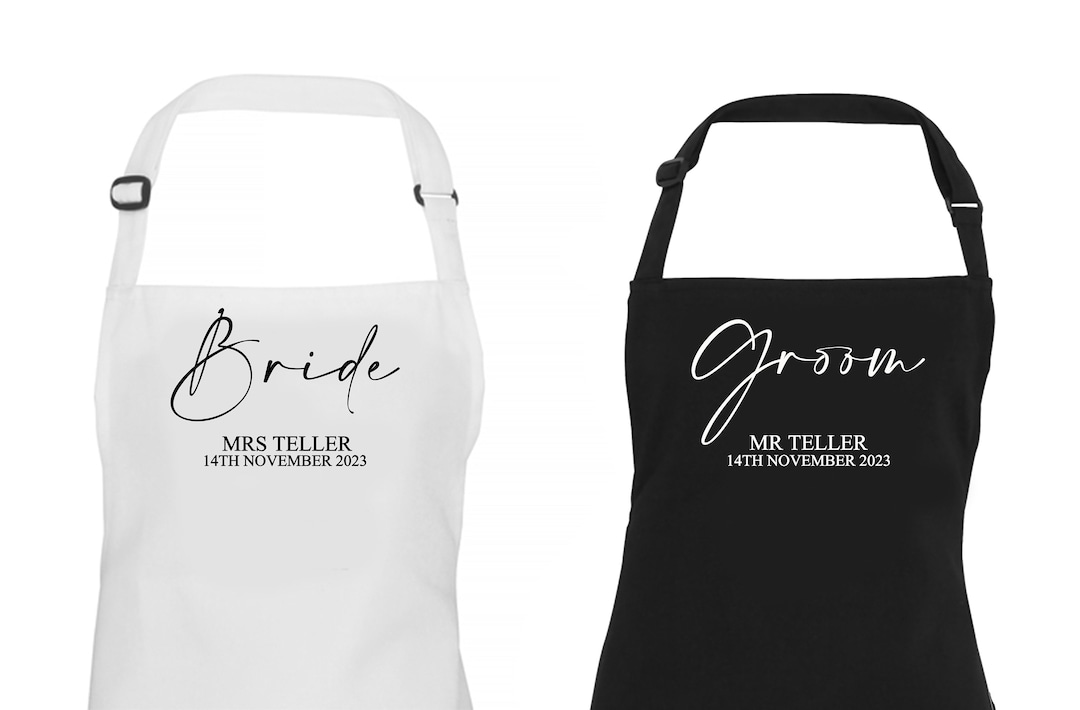 Personalised Custom Wedding Day Apron, Bride & Groom Matching Wedding ...