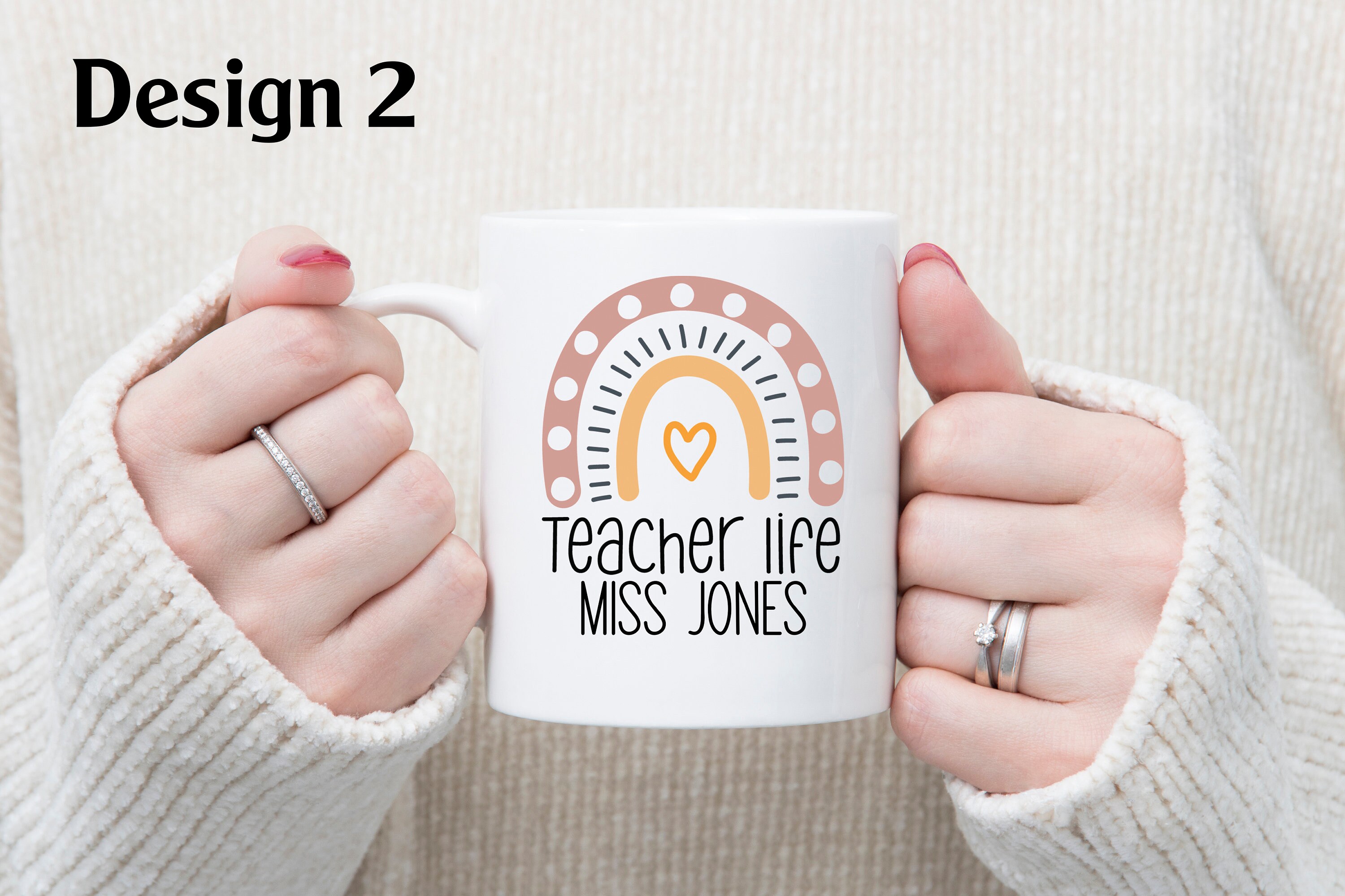 Personalised Teacher Mug, Rainbow Design, Teachers Name Mug/cup, Coffee ...