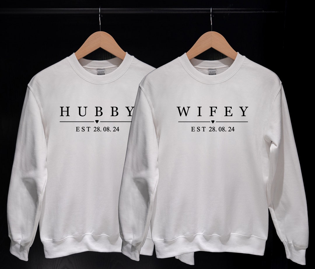 Personalised Hubby, Wifey Jumper, Custom Matching Couples Sweatshirt ...