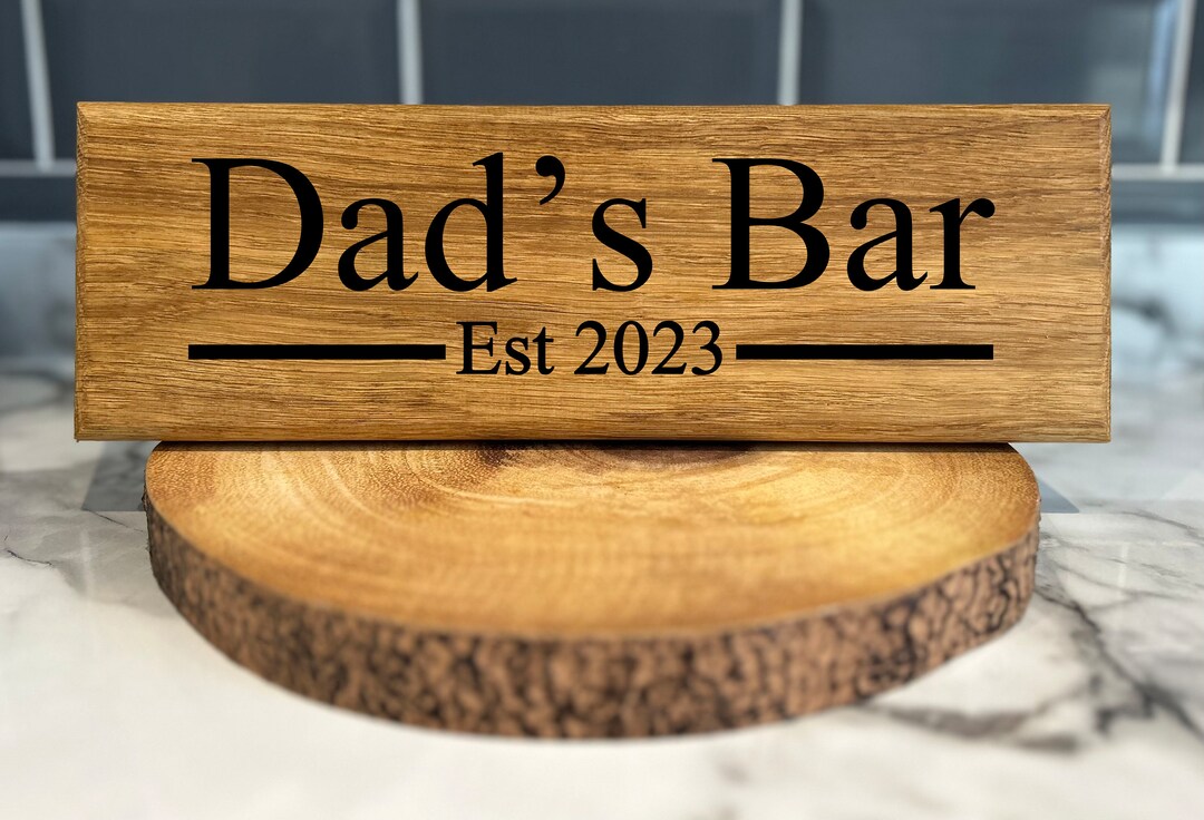 Premium French Oak Wood Carved Name Bar Sign, Personalised Wooden ...